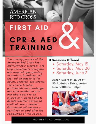 Town of Acton Recreation Department: American Red Cross CPR, First Aid ...